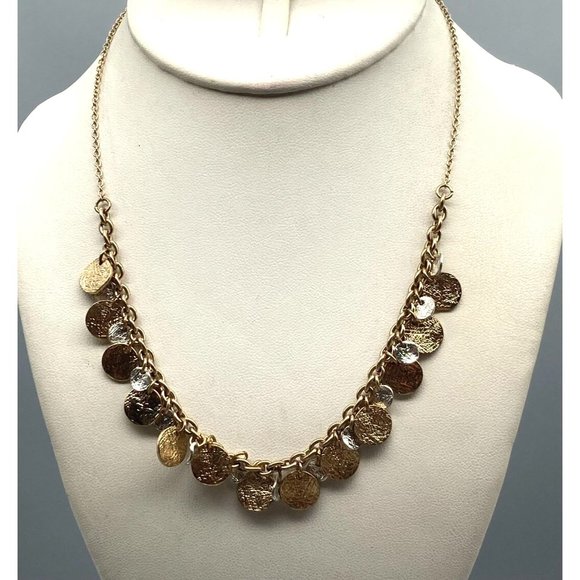 Jewelry | Vintage Chain Bib Necklace With Textured Dangling Discs In ...